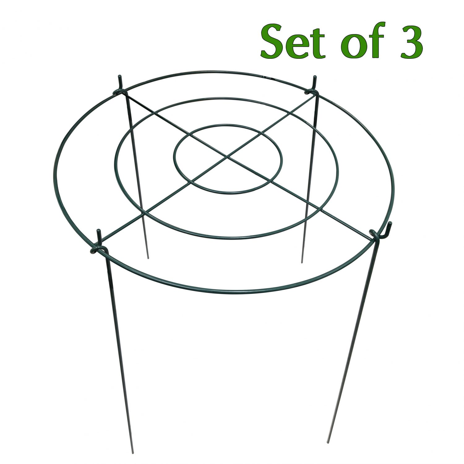 Round Plant Support, 3-Pack, 18 in Diameter, 23 in Height, Grow Through ...