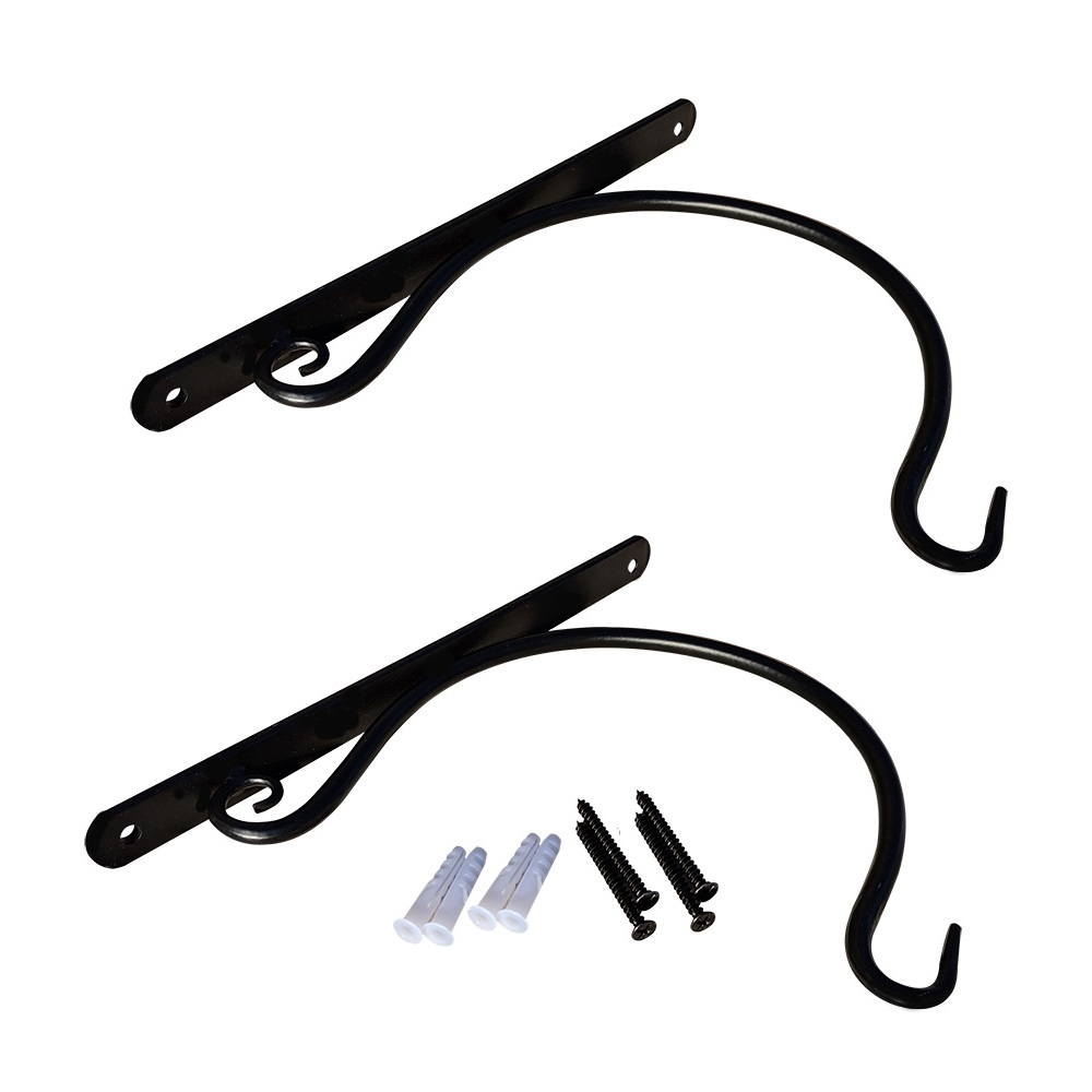 Modern Cast Iron Wall Hook, Set of 2, Black Curved Hooks For Bird ...